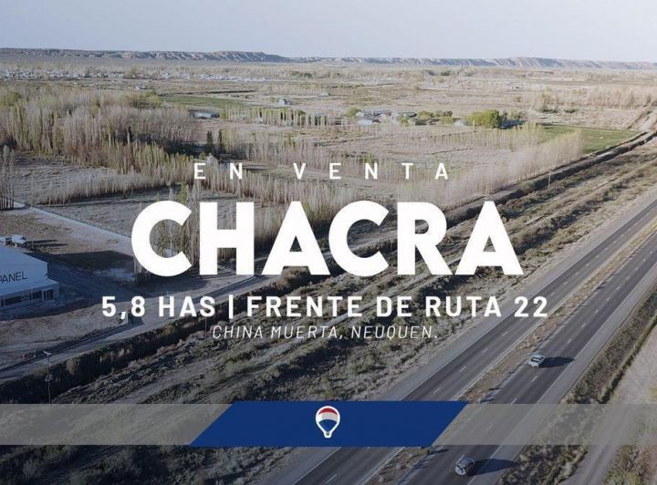 Chacra 5,8 Has Frente de Ruta 22 - China Muerta, Neuquén - Zonaprop